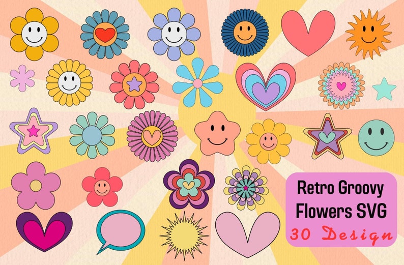 Groovy Element Design: PNG, EPS, SVG Files for Art Projects, T-shirts ...