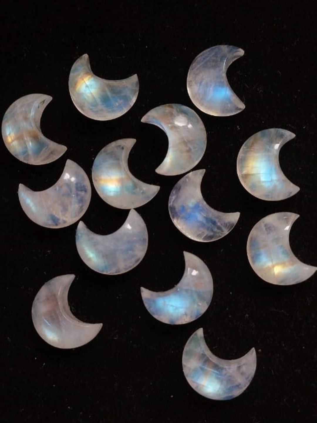 Rainbow Moonstone Cresent Moon Gemstone. Flash Rainbow Moon. Hand ...