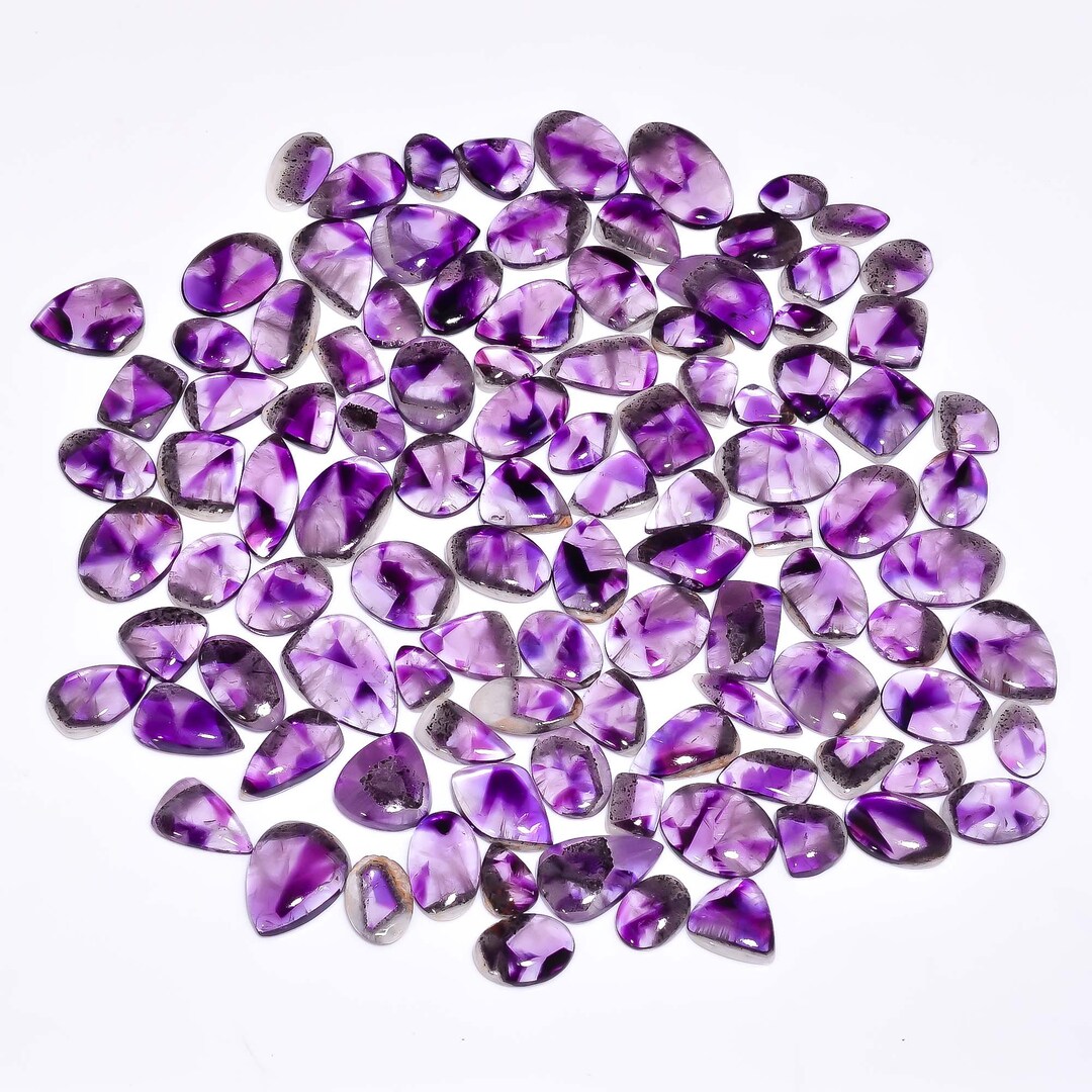 TRAPICHE AMETHYST Cabochon Lot Loose Gemstone, Mix Shape, Hand Polished ...