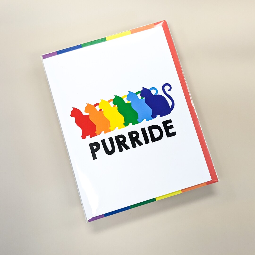 Purrride LGBTQ+ Pride Cat Greeting Card, Friend Pride Card ...