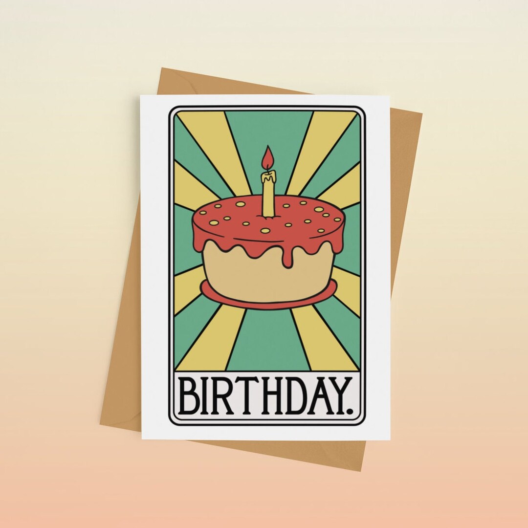 Birthday Cake Tarot Card Greeting Card, Friend Card, Alternative ...