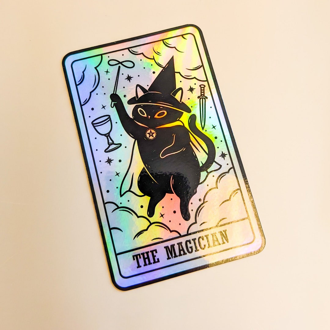 The Magician Cat Tarot Card Holographic Sticker - Etsy