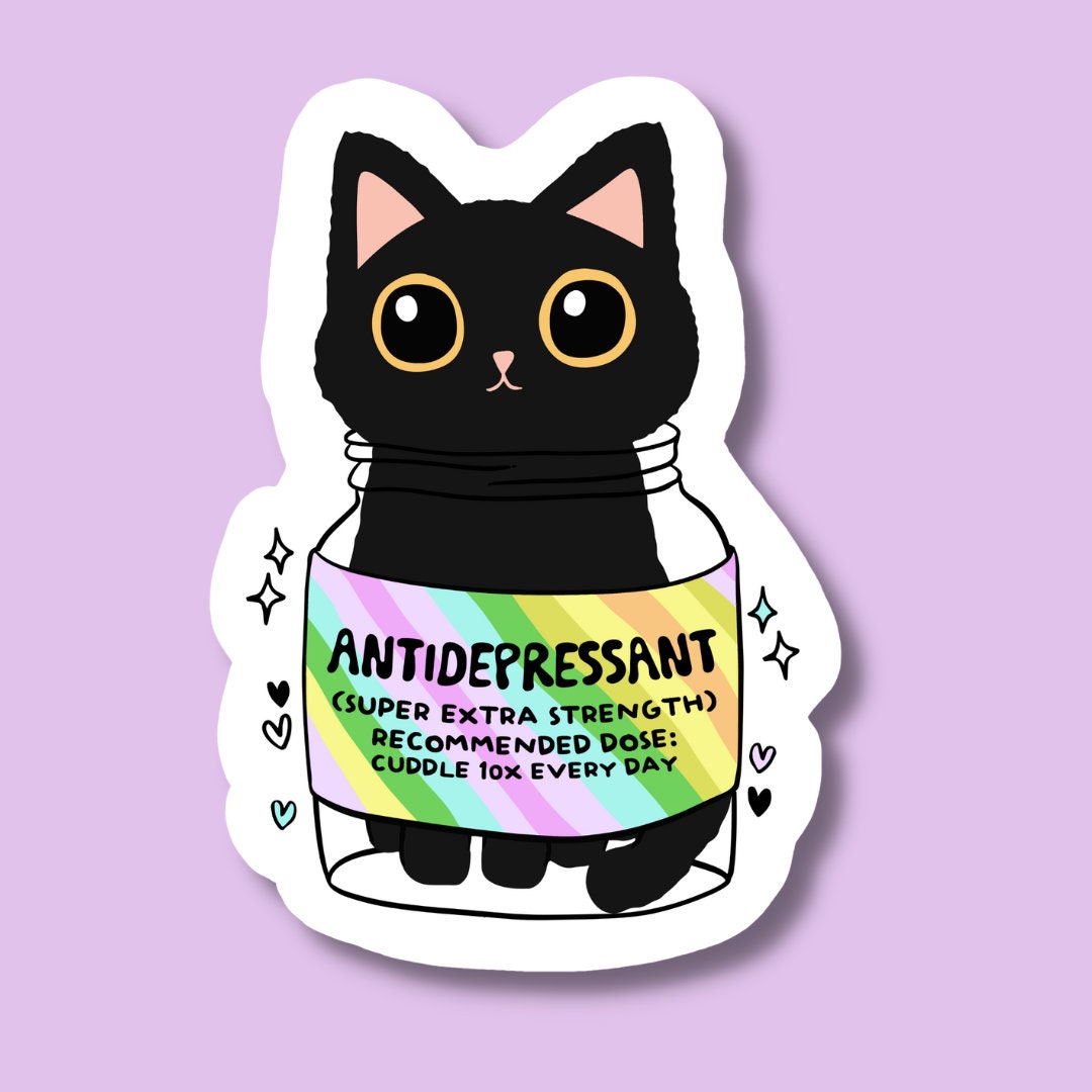 Cat Antidepressant Vinyl Sticker - Etsy