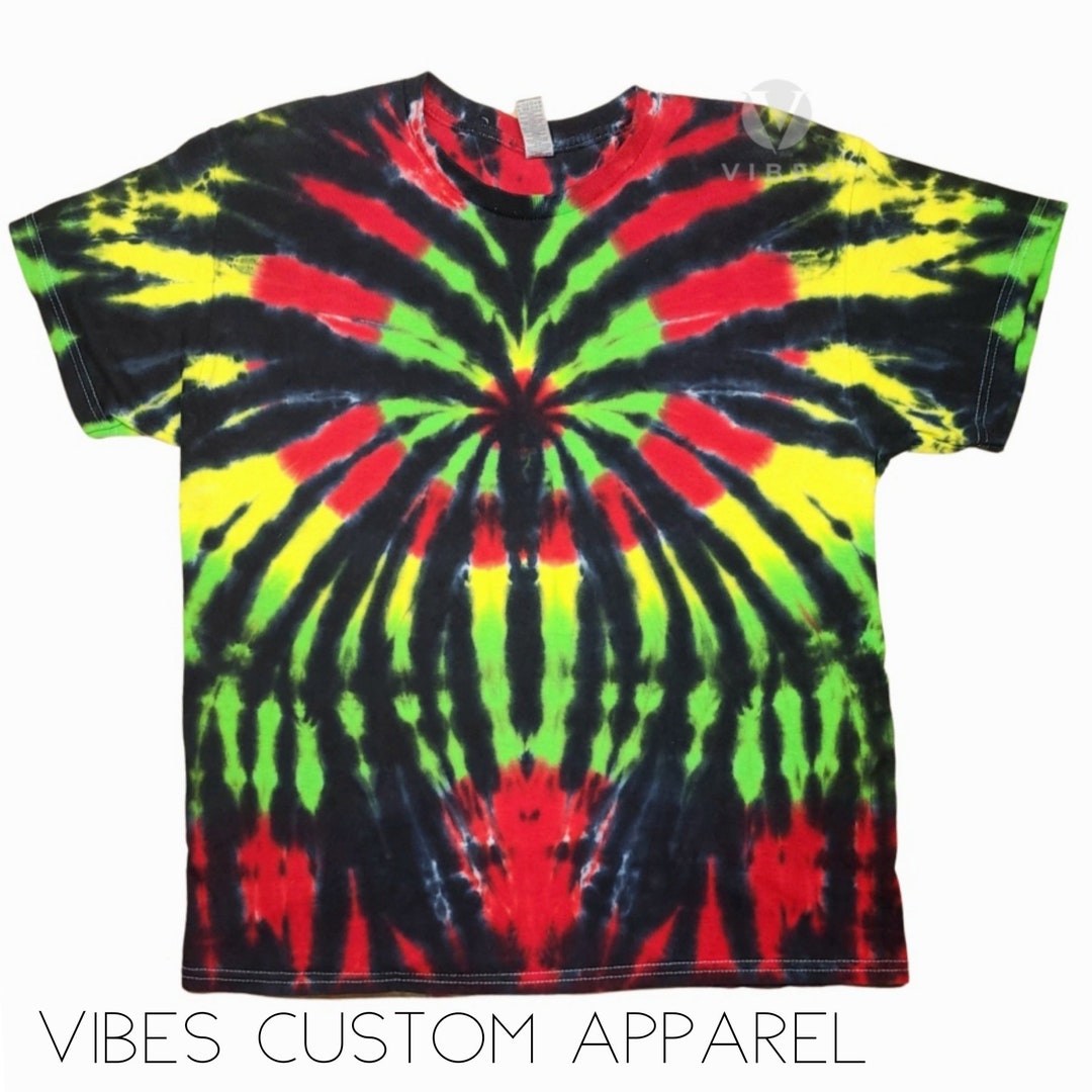 Red, Yellow, Green and Black Rasta Spider Spiral Tie Dye Unisex T-shirt ...