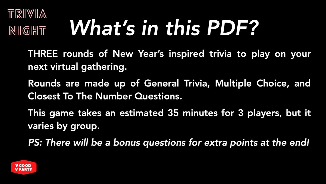 New Years Trivia Night: Virtual Game Pack - Fun for Your Zoom Party ...