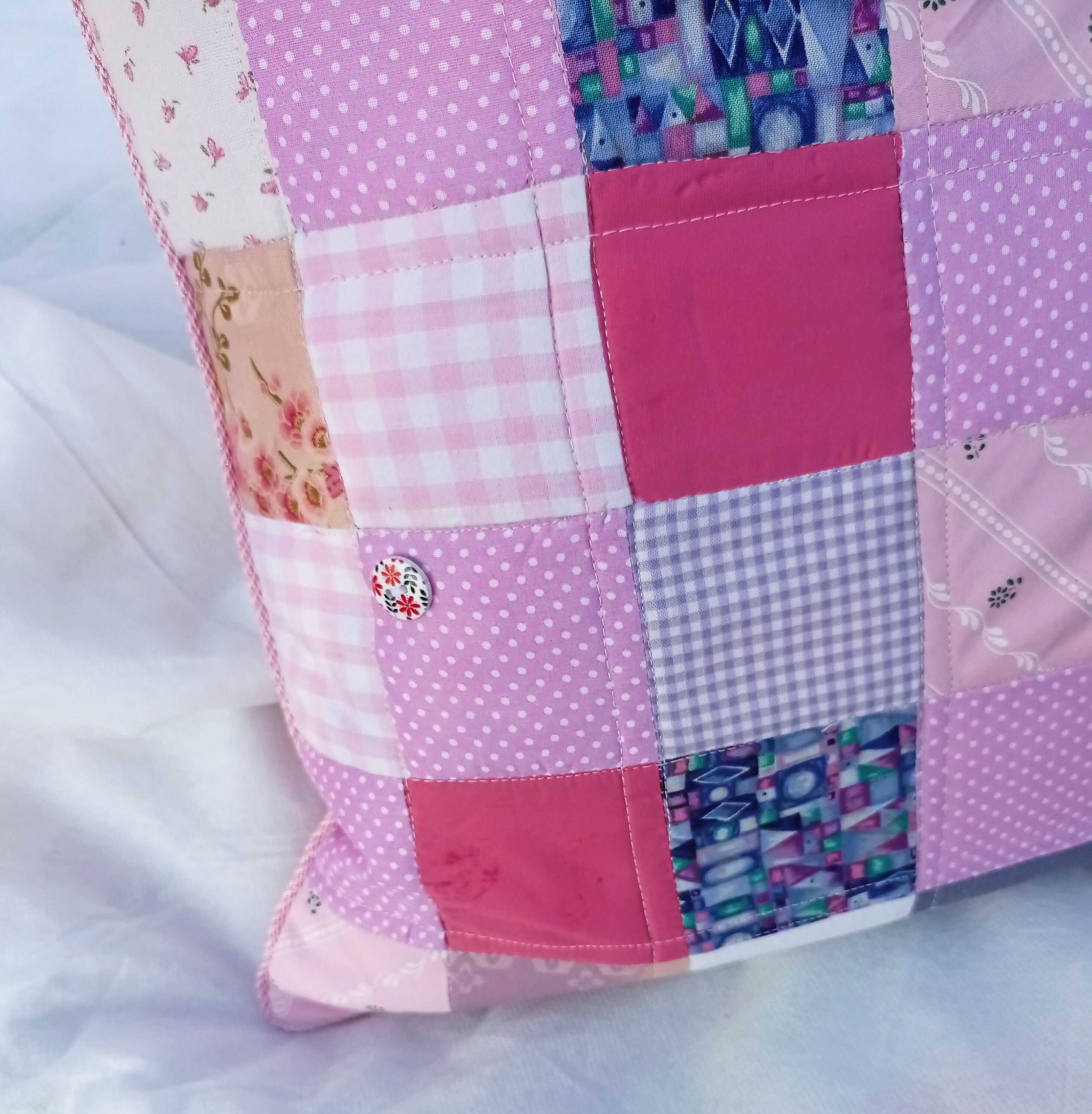 Pocket Pillow for Girl, Pink, Reading Patchwork Pillow, Room Decor ...