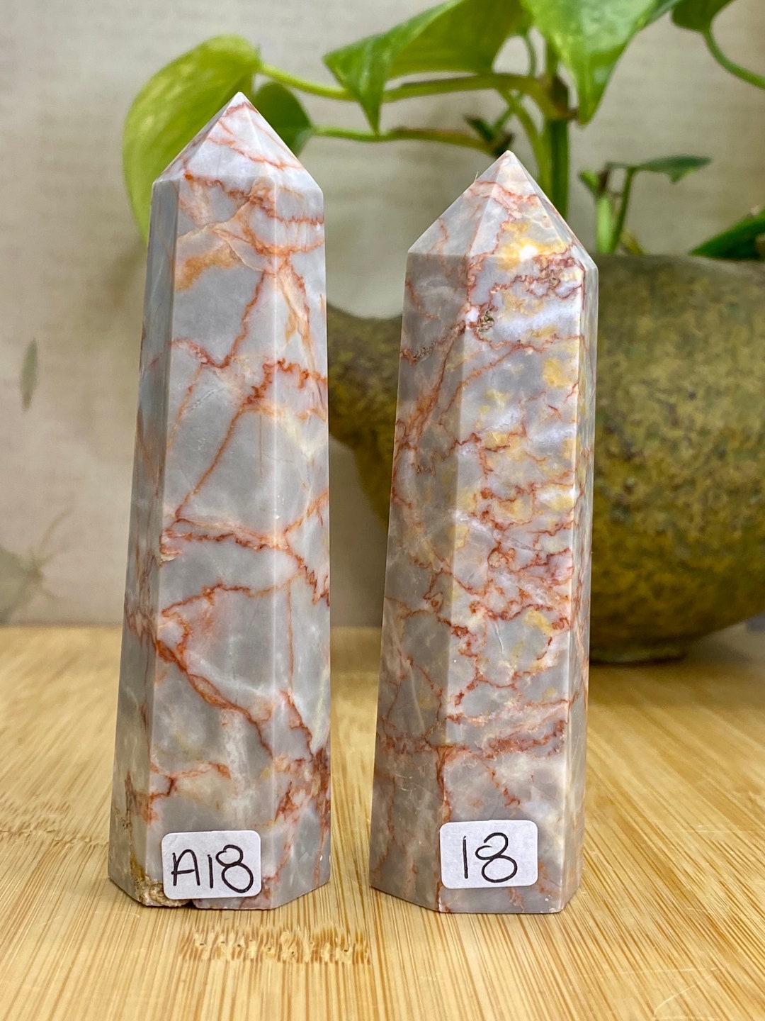 Red Network Jasper Points | Red Vein Jasper Tower | Red Network - Etsy