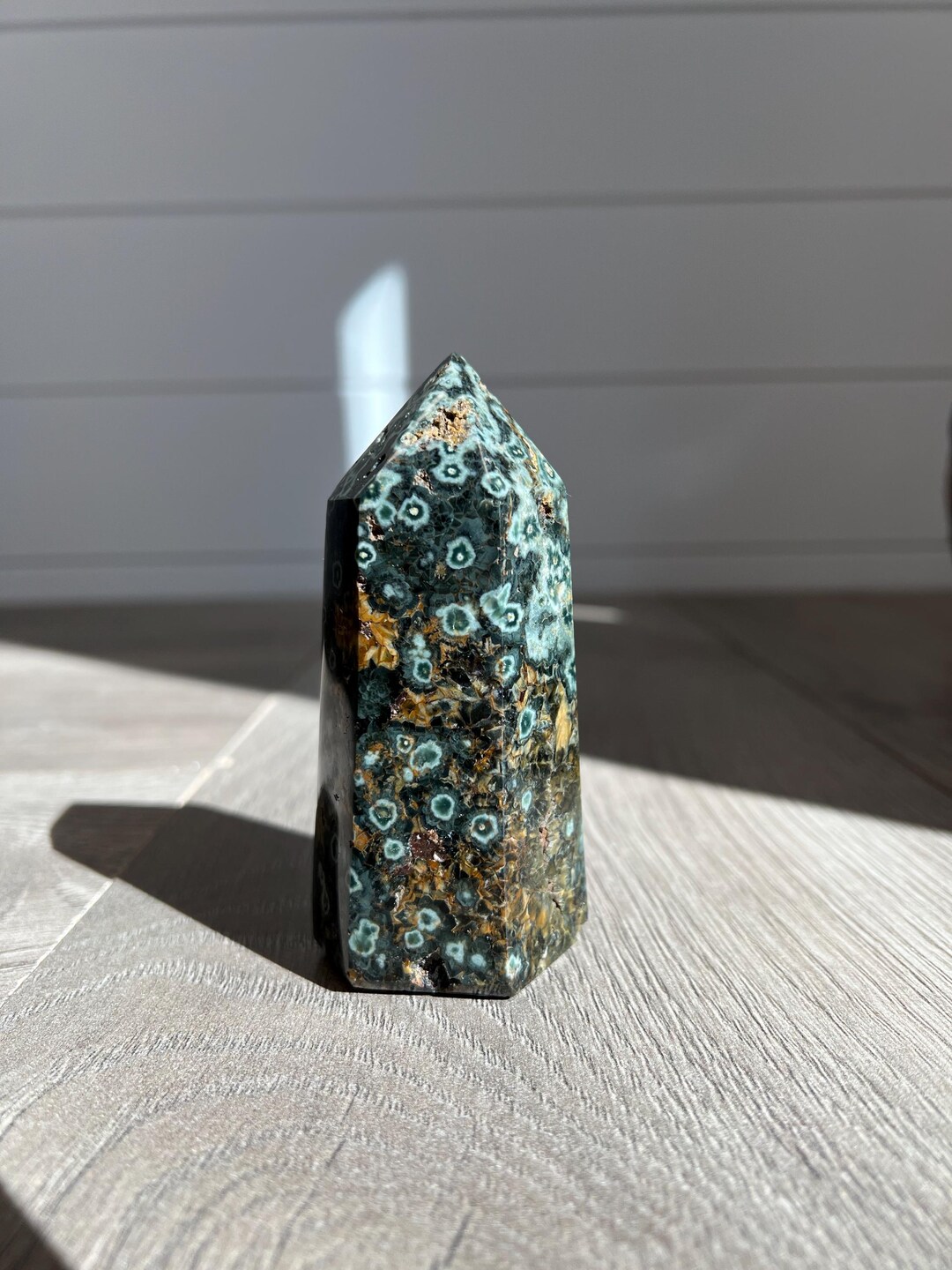 7th Vein Ocean Jasper | 7th Vein Ocean Jasper Tower | Druzy Orbicular ...