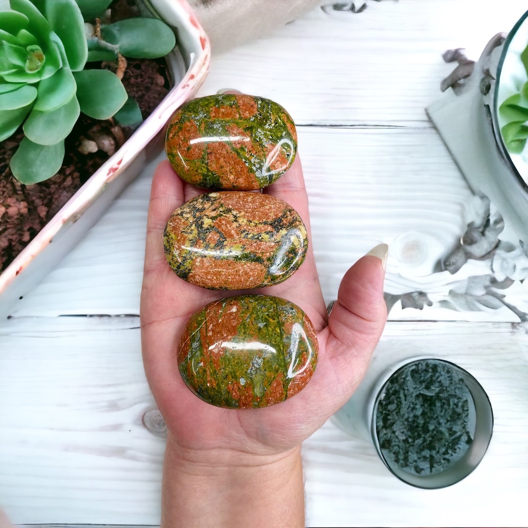 Unakite | Unakite Palm Stone | Heart Chakra | Palm Stones | Pocket ...