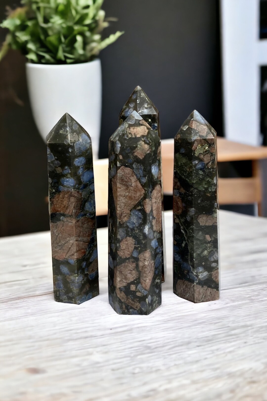 Blue Que Sera Llanite Points | Galaxy Rhyolite | Que Sera Stone | Decor ...