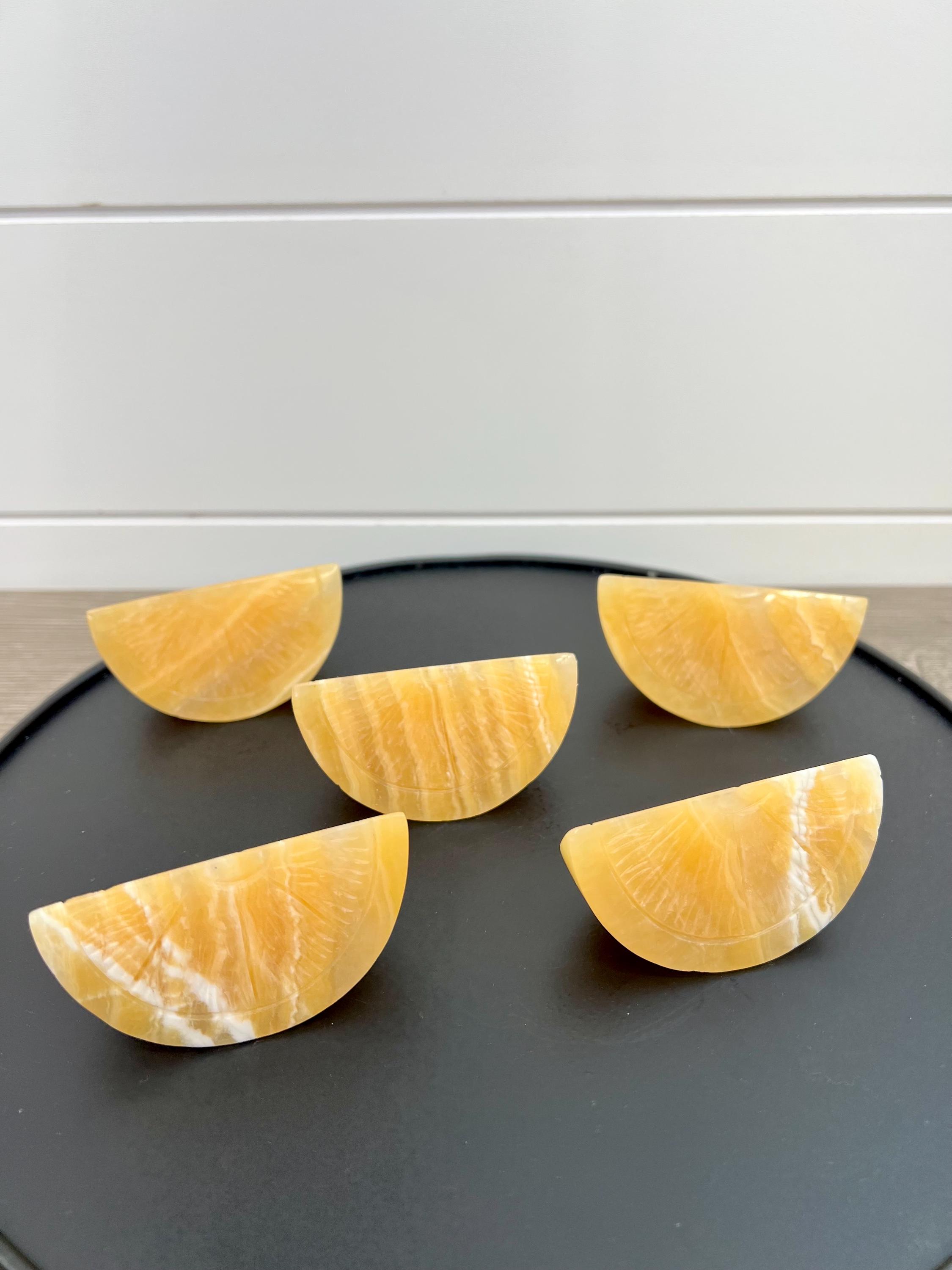 Citrus Calcite Crystal Slice | Orange, Lemon & Rose Calcite Wedge - Etsy