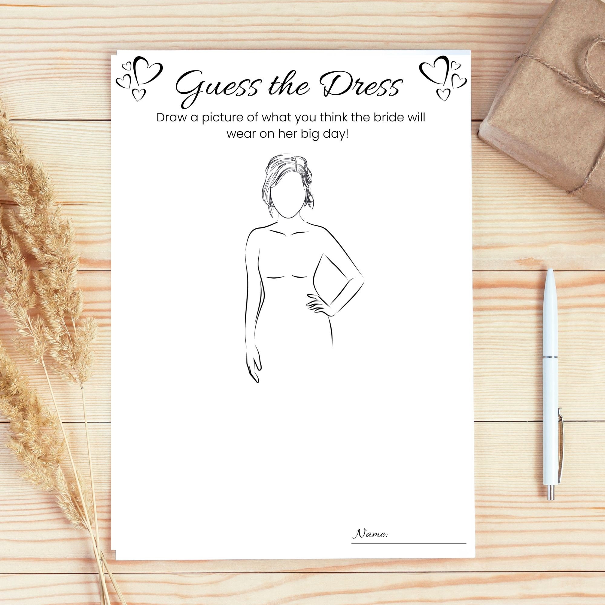 Guess the Dress Bridal Shower Game, Bridal Shower Game, Digital ...