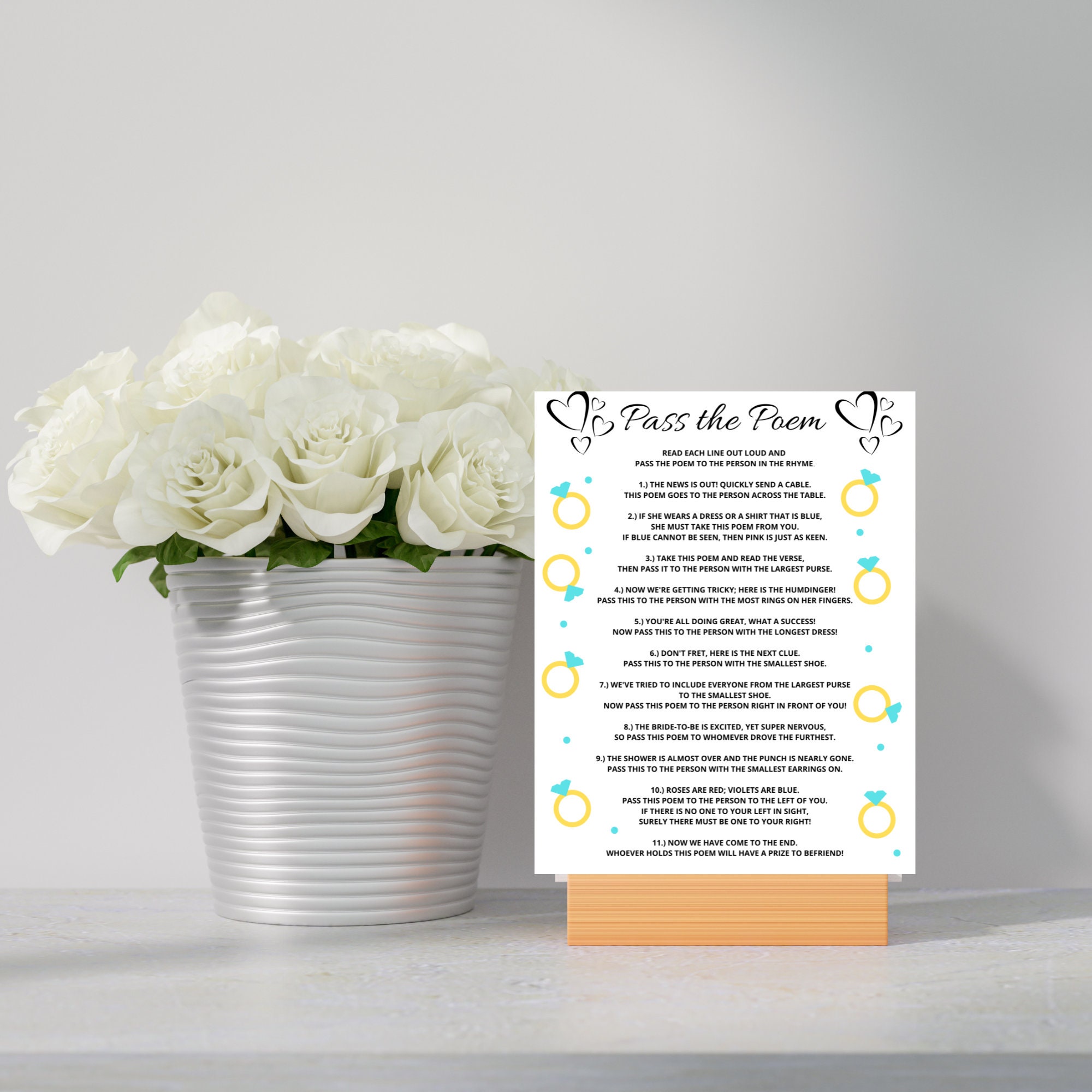 Pass the Poem Game, Bridal Shower Game, Wedding Shower, Digital File - Etsy