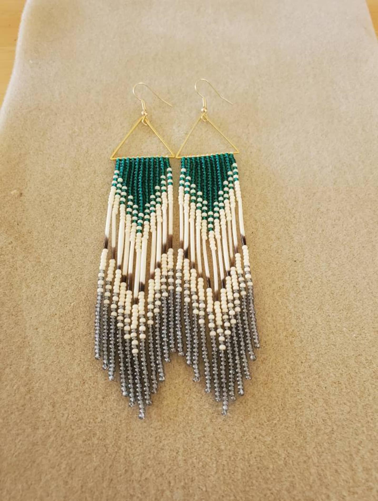 Beautiful Handmade Alaskan Native Porcupine Quill Earrings - Etsy