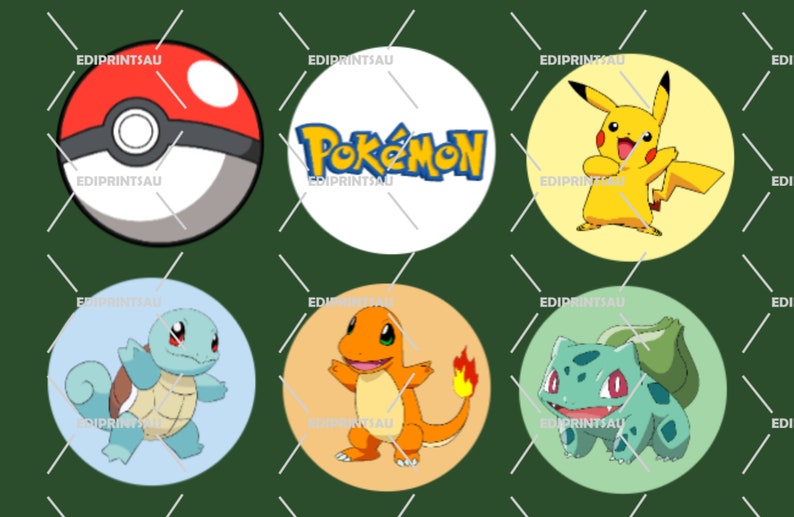 Pokemon Edible Toppers ROUND PRE-CUT - Etsy