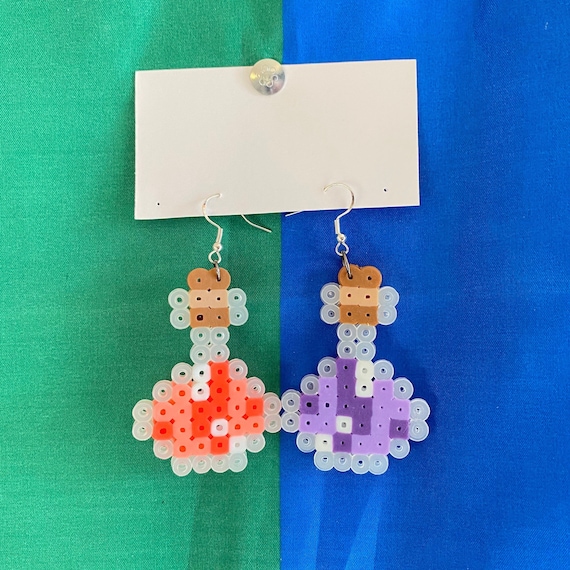 Potion Bottle Earrings Minecraft potion bottle Perler Beads | Etsy