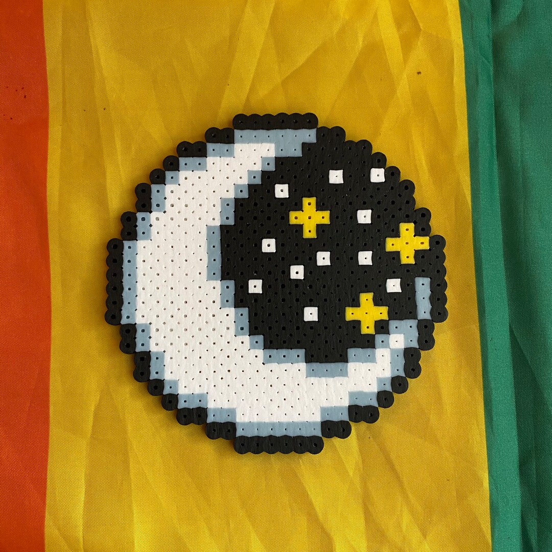 Moon Sparkle Coaster - Colorful Perler Beads - Etsy