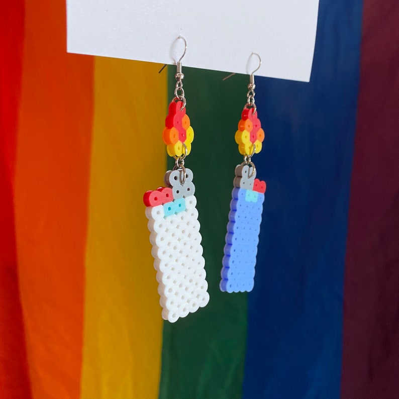 Lighter Flame Earrings - Spooky Halloween Perler Beads - Etsy