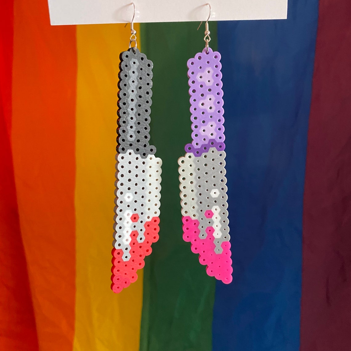 Knife Horror Movie Earrings - Spooky Halloween Perler Beads - Etsy