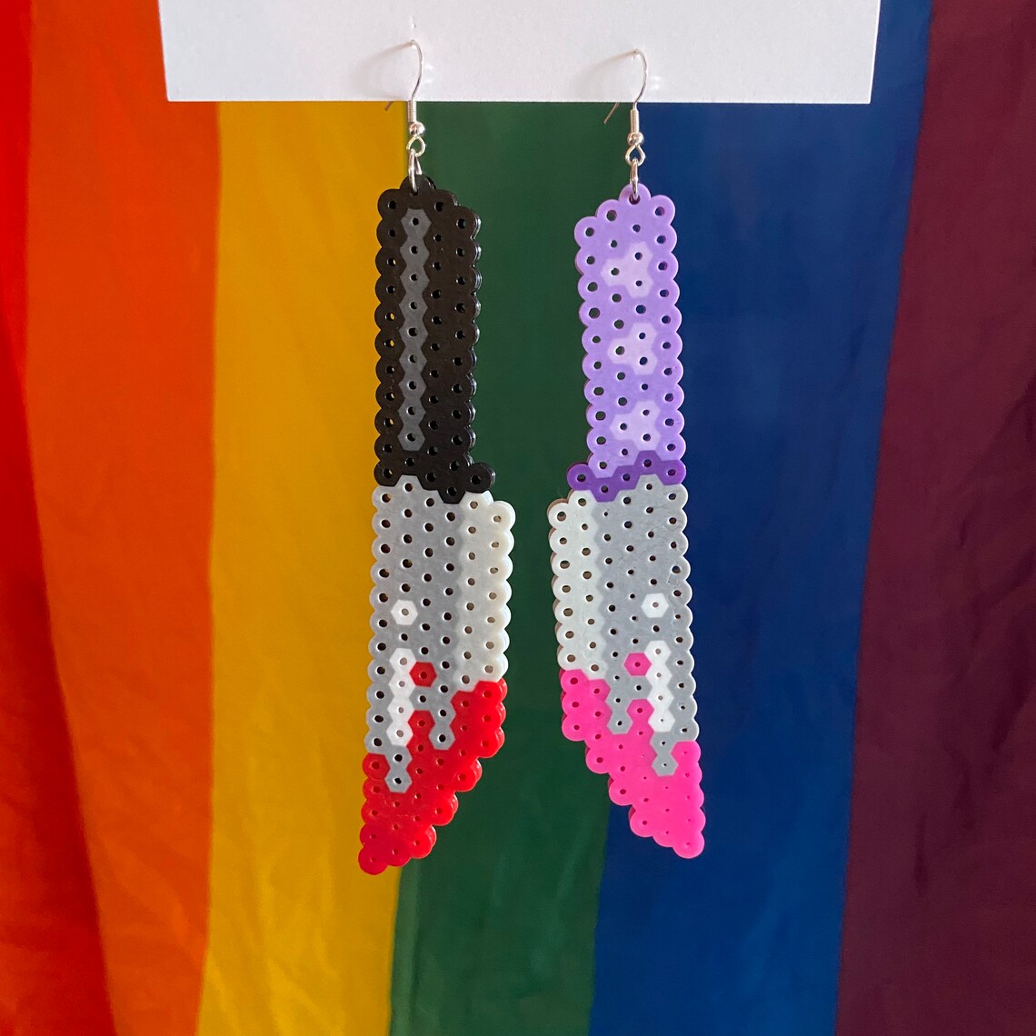 Knife Horror Movie Earrings - Spooky Halloween Perler Beads - Etsy