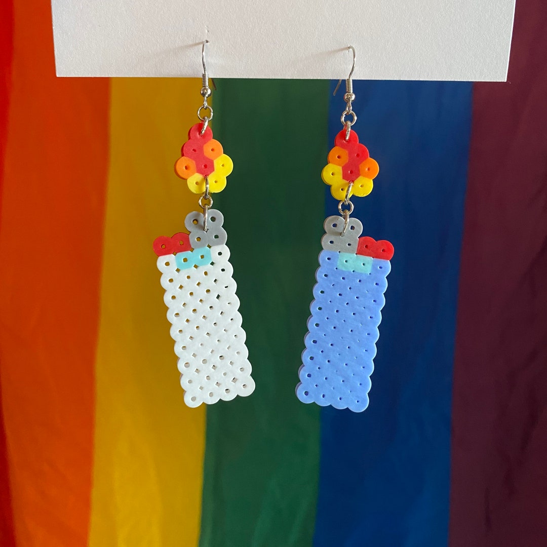 Lighter Flame Earrings - Spooky Halloween Perler Beads - Etsy