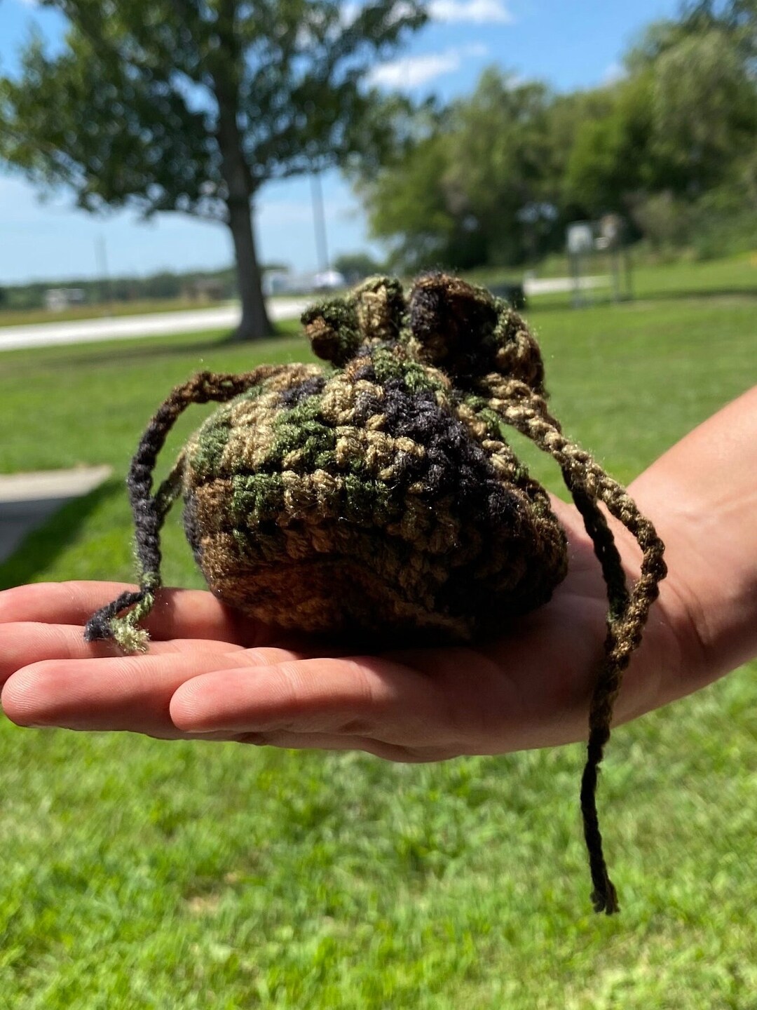 Camo Dice/trinket Bag - Crochet Dnd Green Camouflage - Etsy