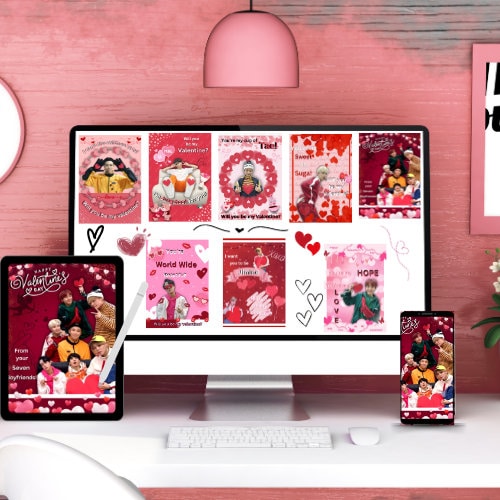 2024 BTS Valentine's Day Cards / Valentine's Day Cards / Digital Cards ...