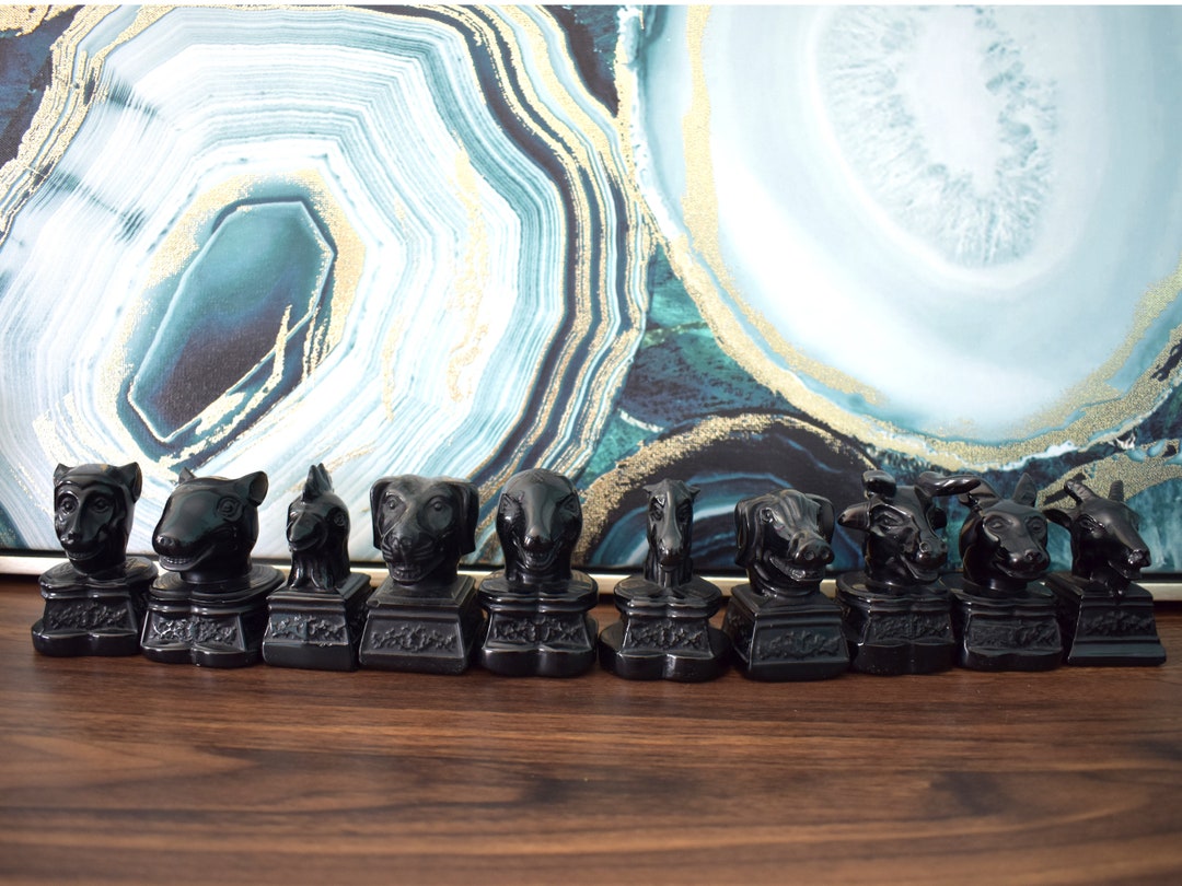 Obsidian Chinese 12 Zodiac Animal Statues - Etsy