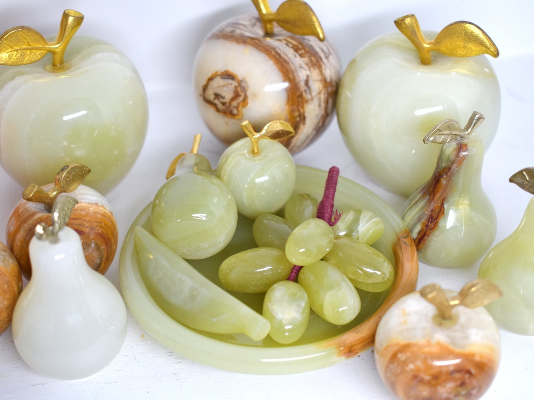 Green Onyx, Chocolate Calcite, Pink Mangano, Fruits (pears and Apples ...