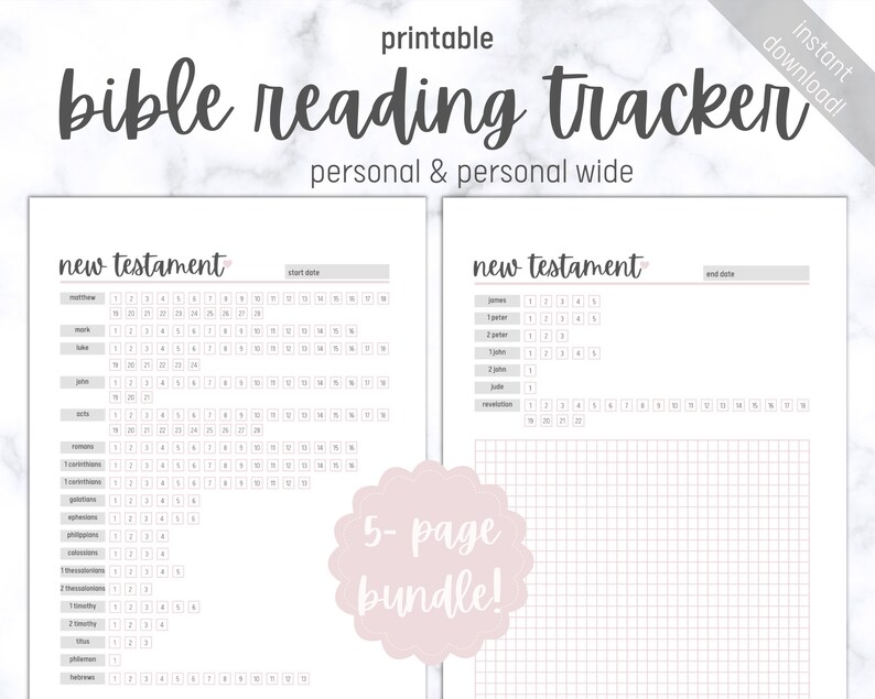 Bible Reading Tracker Printable Bible Study Plan Scripture - Etsy