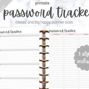 PASSWORD TRACKER Classic Happy Planner Printable Classic - Etsy