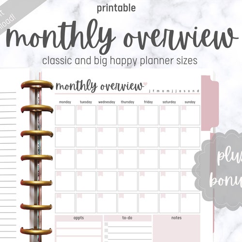 PRINTABLE CLASSIC Happy Planner Important Dates Insert - Etsy