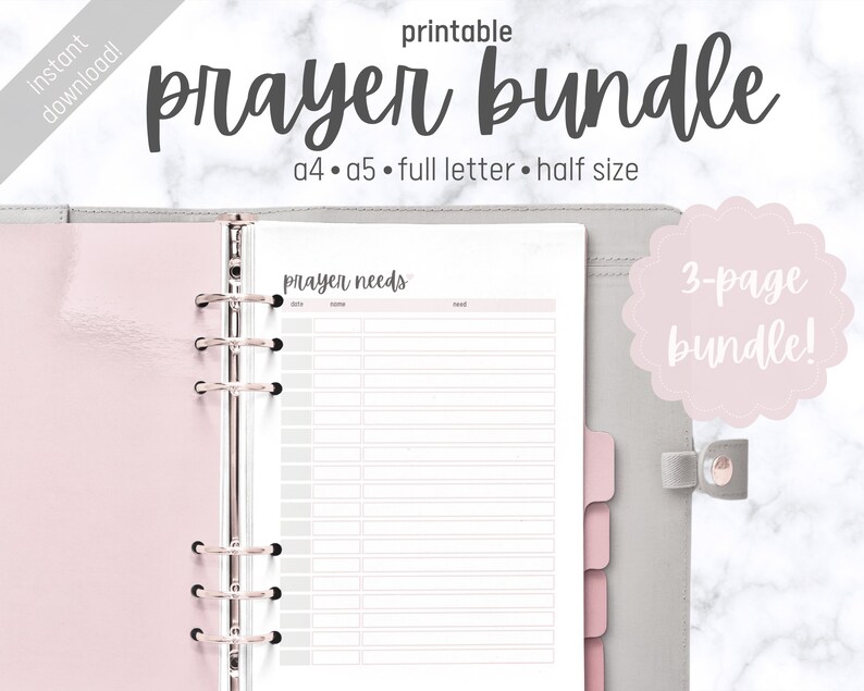Prayer Journal Printable Prayer Tracker A4 A5 Half Size - Etsy