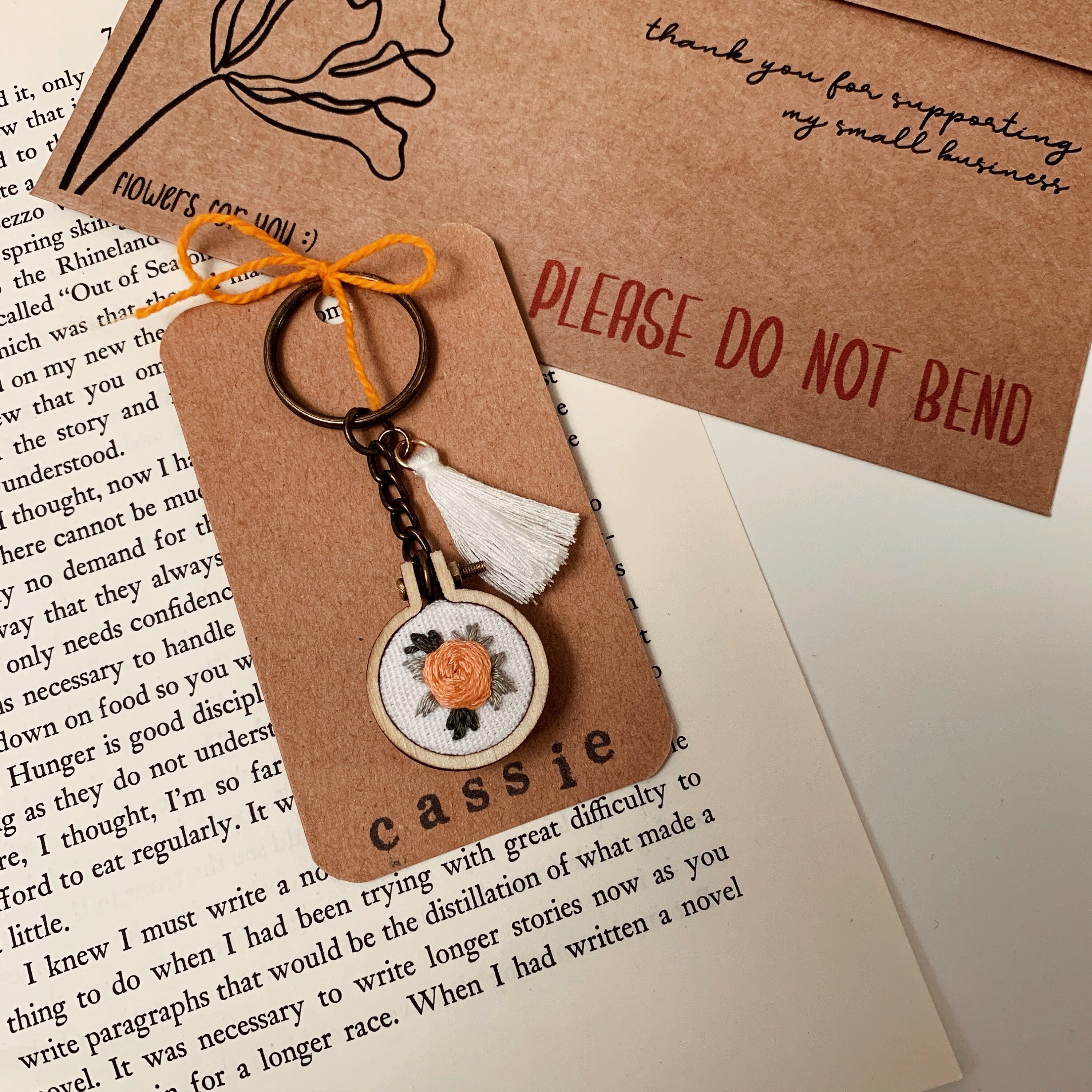 Floral Embroidered Keychain Hand Embroidered Keychain Cute - Etsy