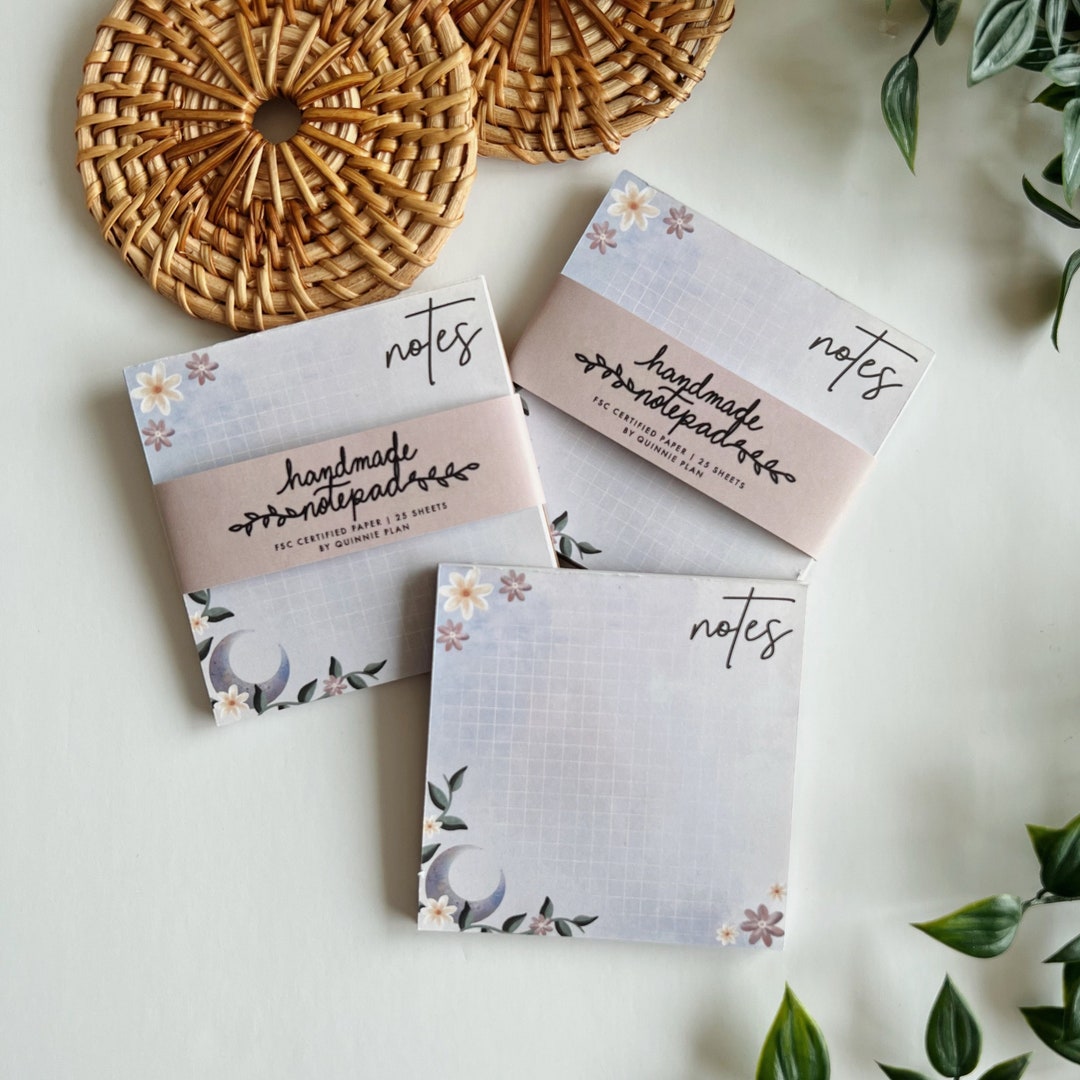 Moon Theme Memopad, Handmade Memopad, Cute Memopad, Purple Notepad ...