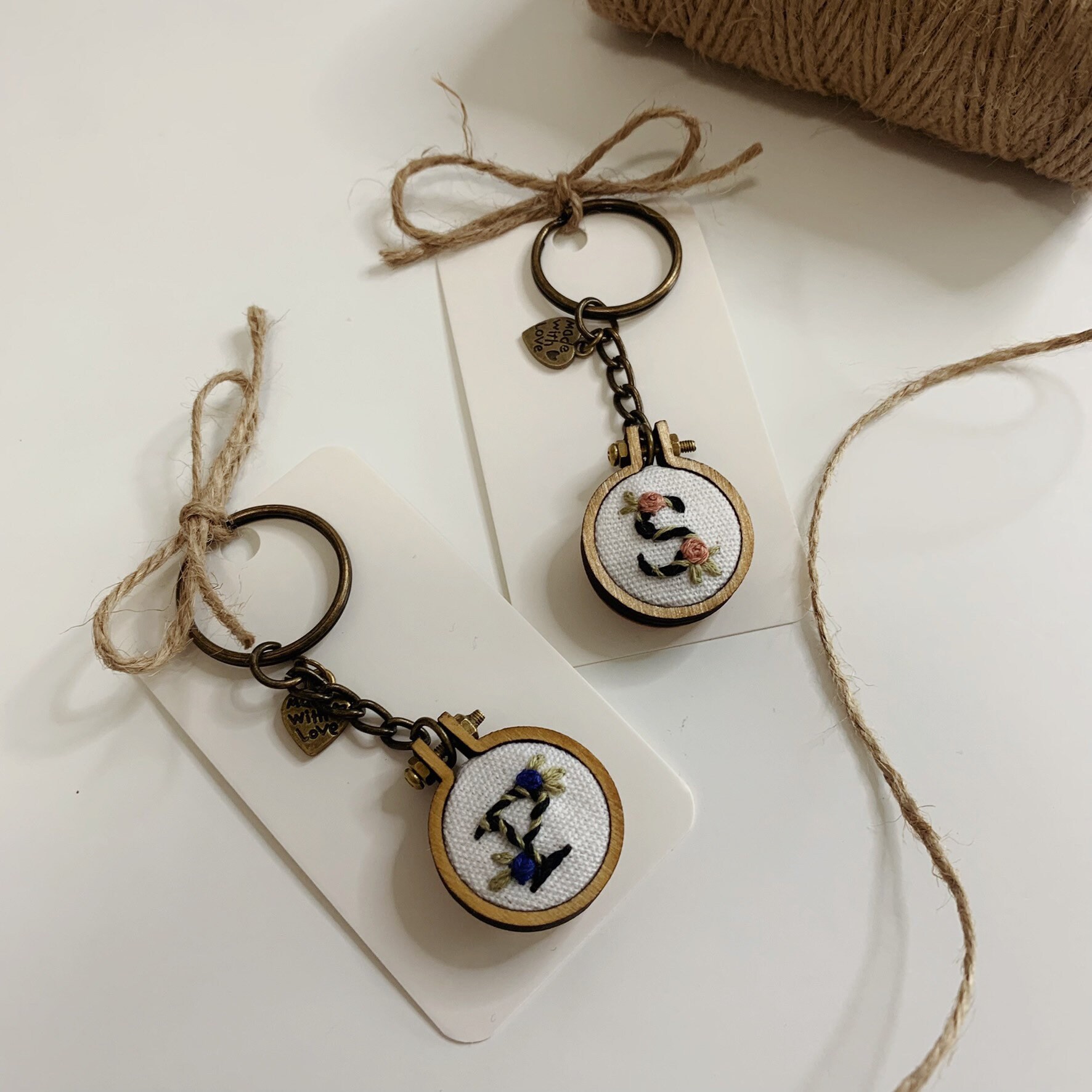 Personalized Initial Letter Keychain Custom Embroidery - Etsy Canada