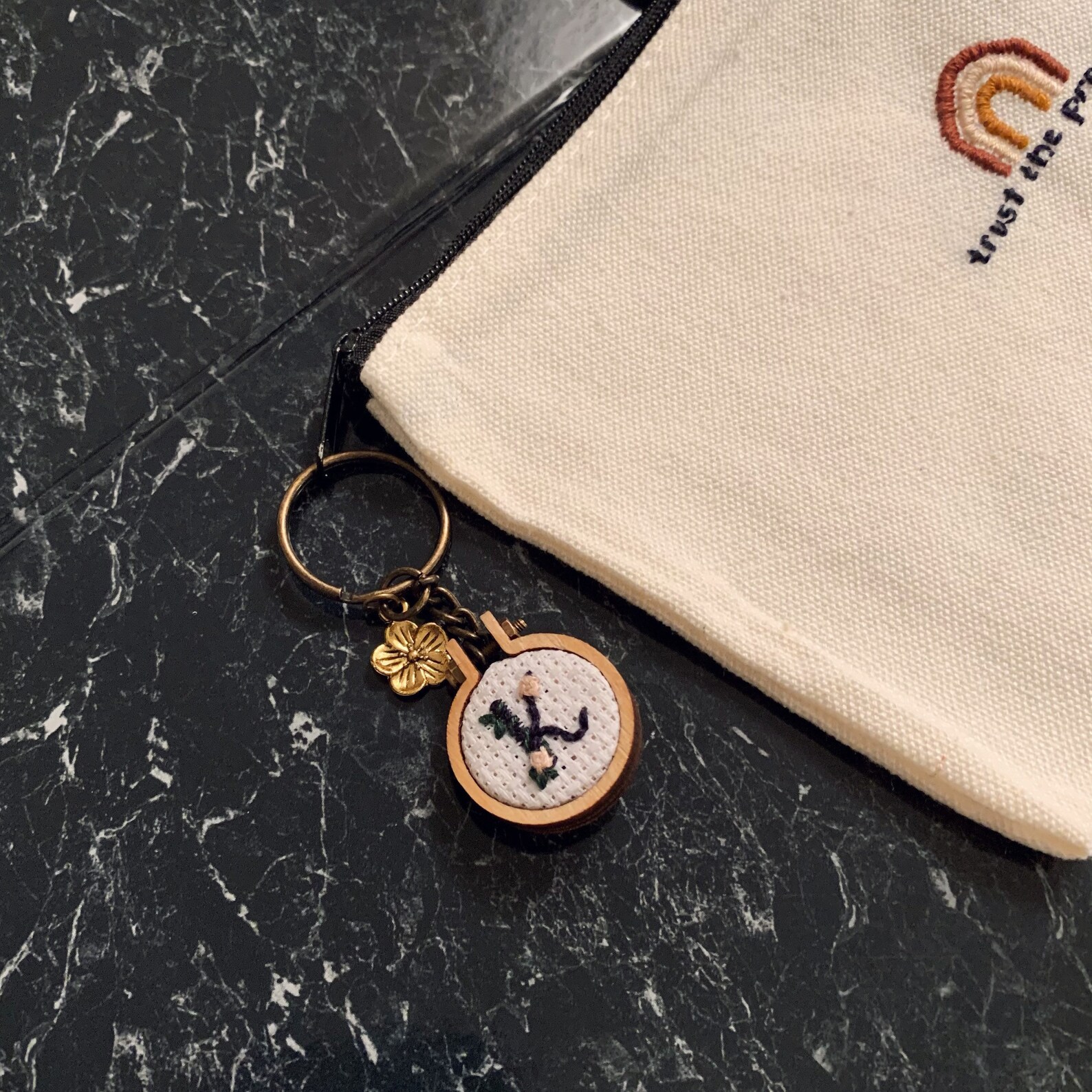 Personalized Initial Letter Keychain Custom Embroidery - Etsy Canada