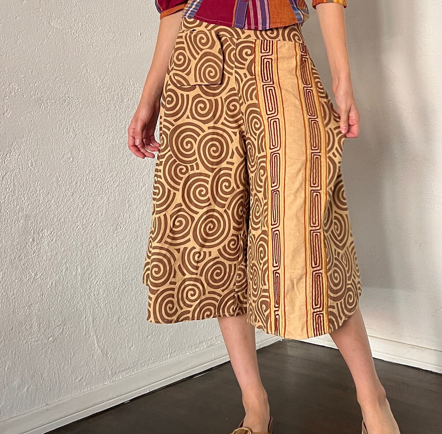 1970 Indian Pants Cotton Dyed Vintage Tan and Brown Swirl - Etsy