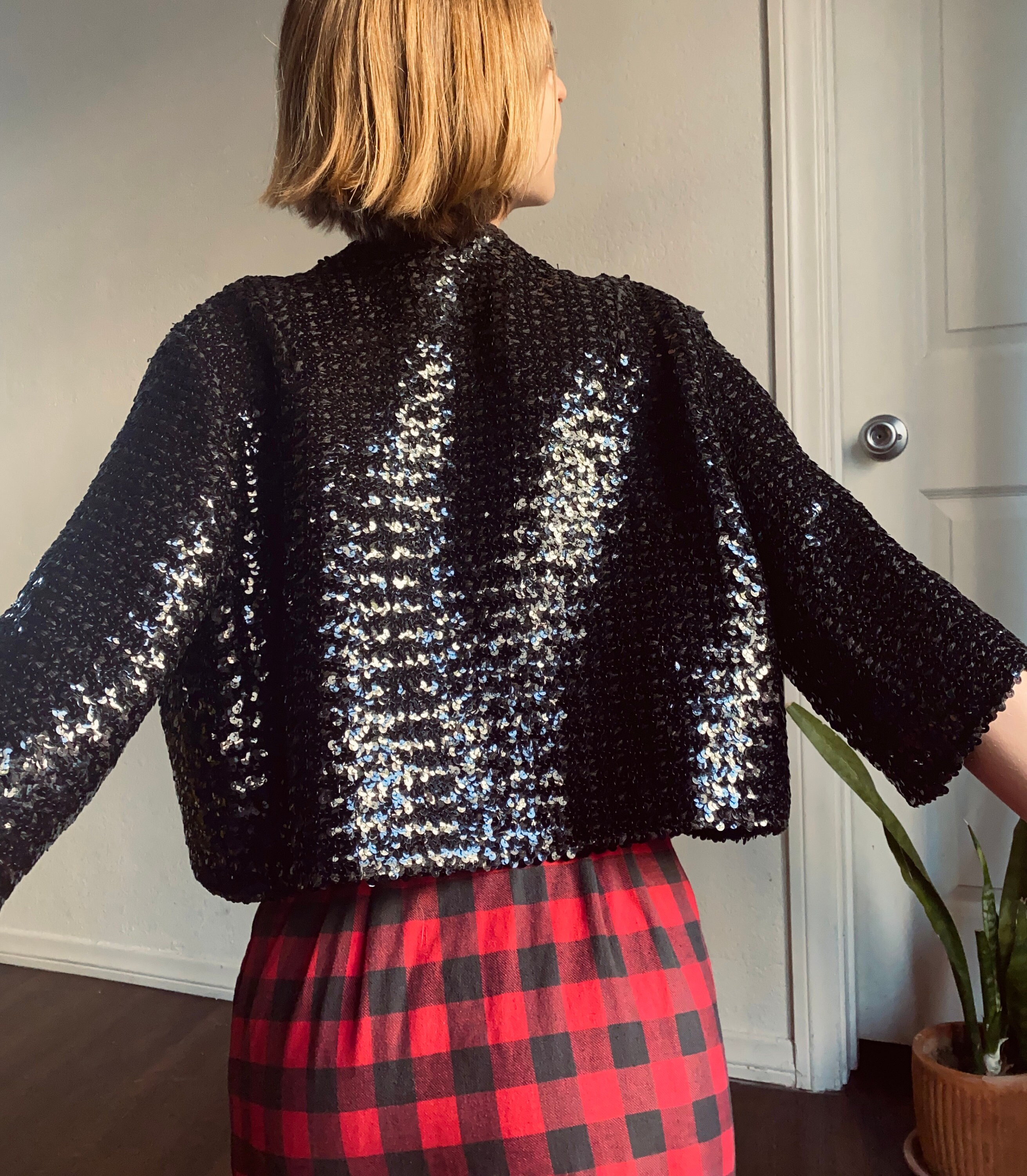 80s Vintage Sequin Coat Black Gothic Formal Mod Peacoat Sparkle - Etsy