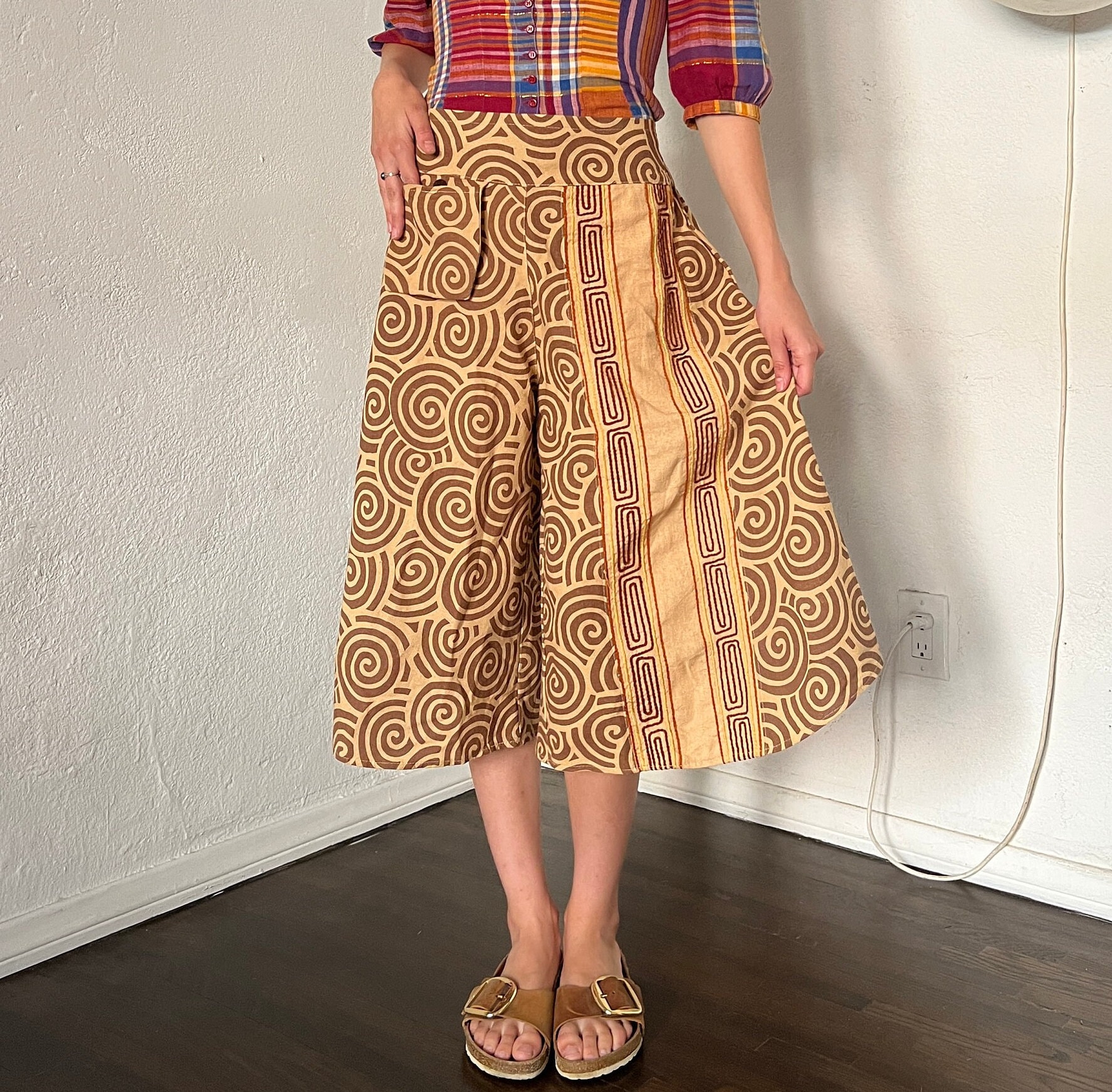 1970 Indian Pants Cotton Dyed Vintage Tan and Brown Swirl - Etsy