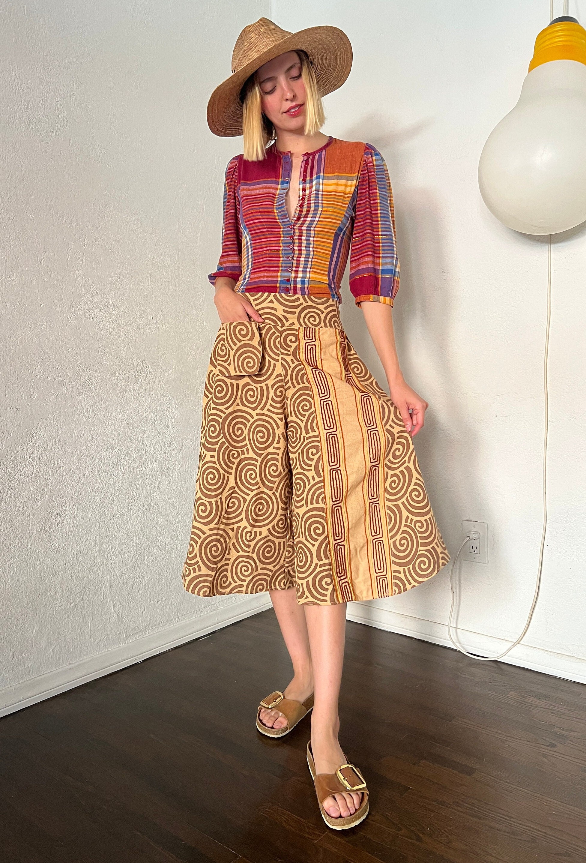 1970 Indian Pants Cotton Dyed Vintage Tan and Brown Swirl - Etsy