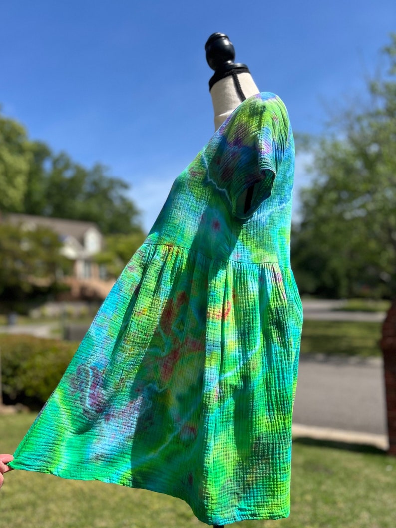 Geode Gypsy Style Dress and Ice Tie Dye Upcycled Gauze Dress With Geode ...