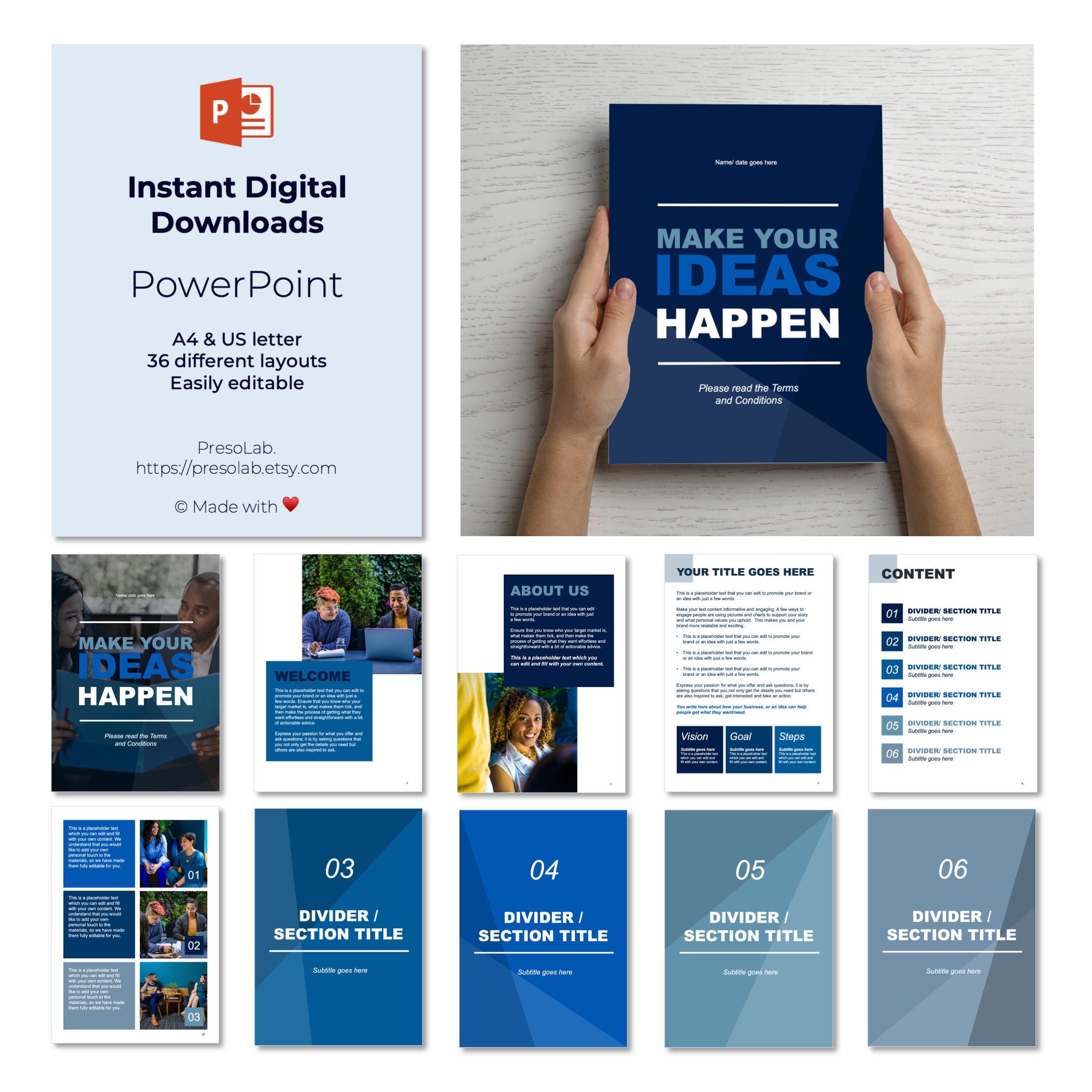 POWERPOINT BOOKLET TEMPLATE – Instant Digital Editable Download – Make ...
