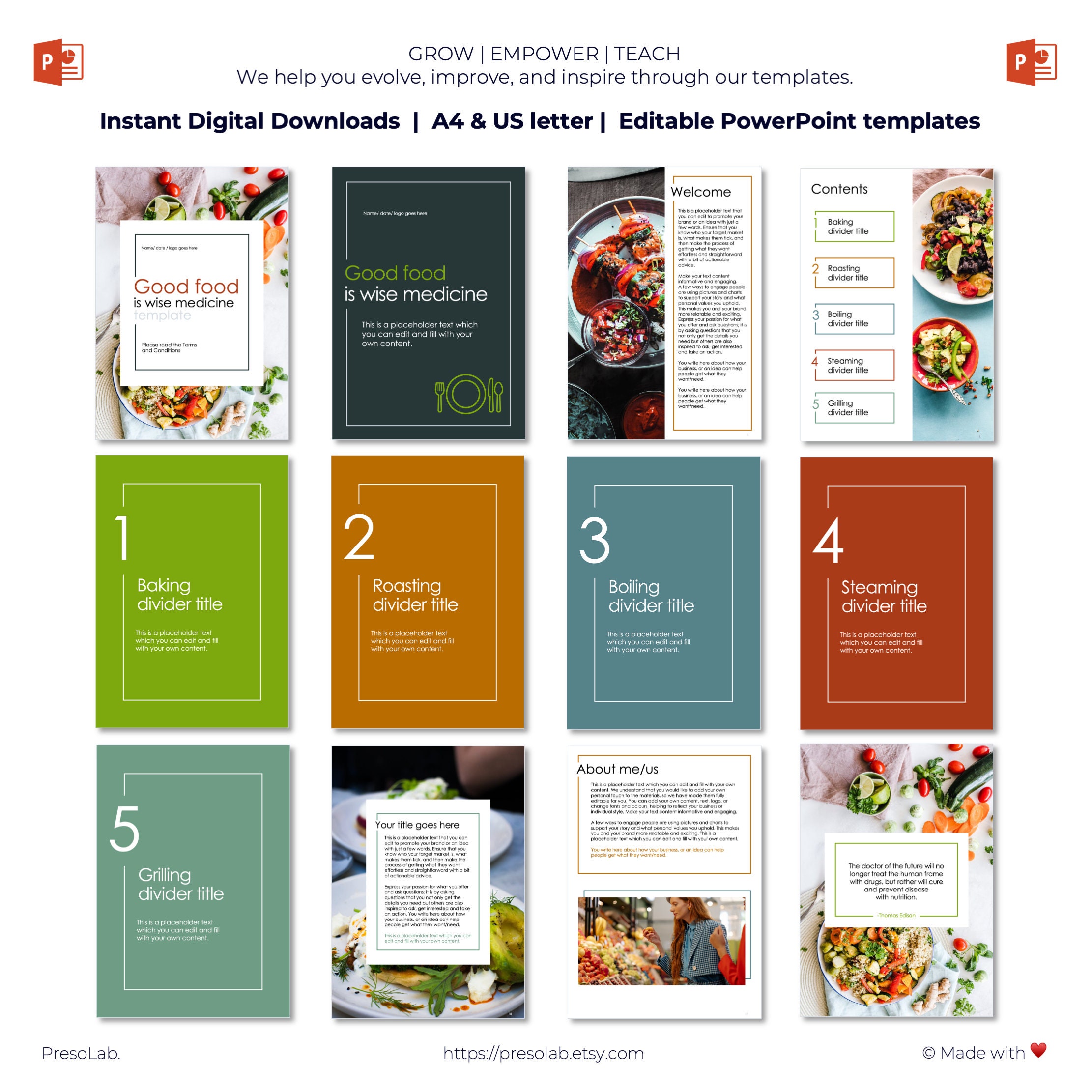 POWERPOINT BOOKLET TEMPLATE Instant Digital Editable Download Good Food ...