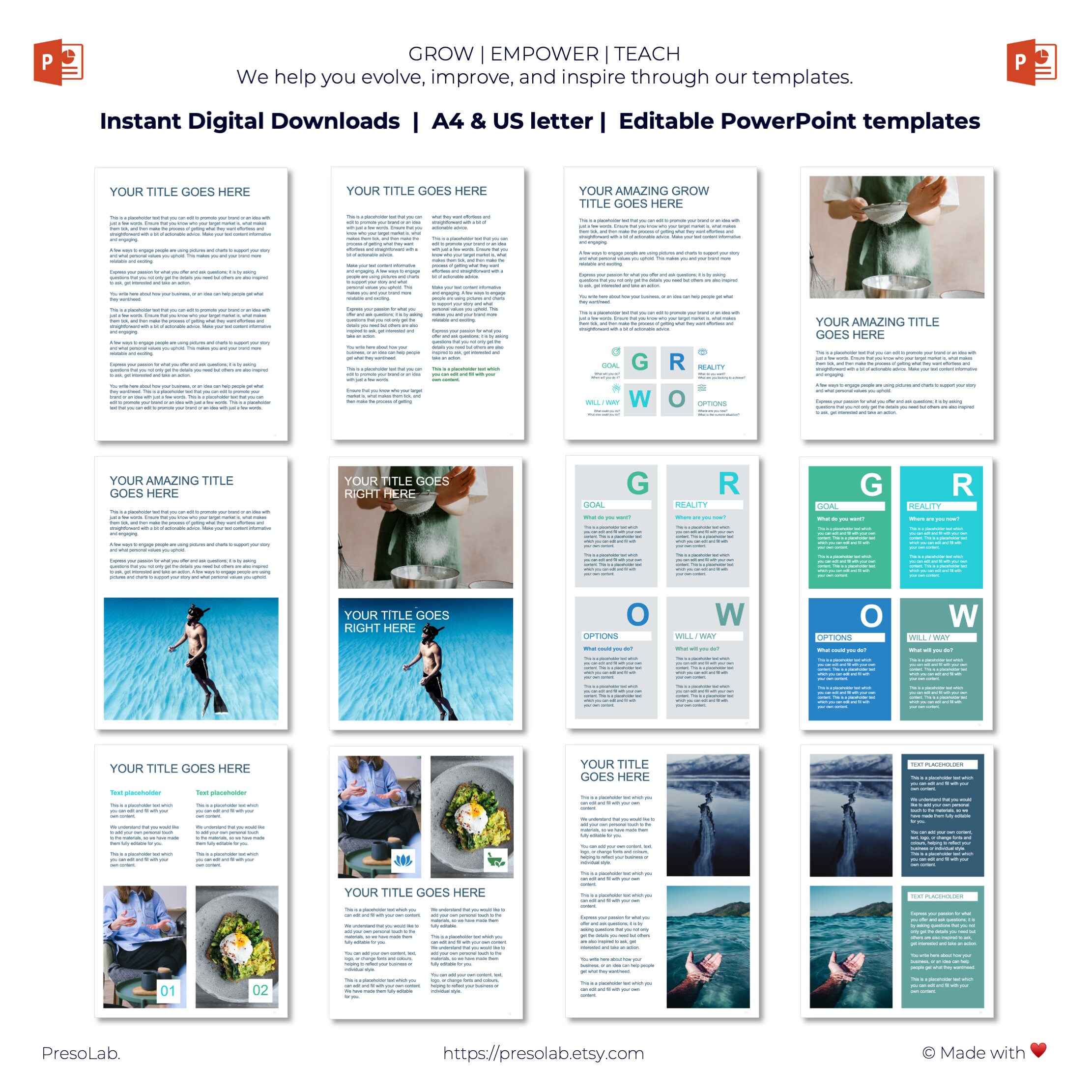 POWERPOINT BOOKLET TEMPLATE – Instant Digital Editable Download – Grow ...