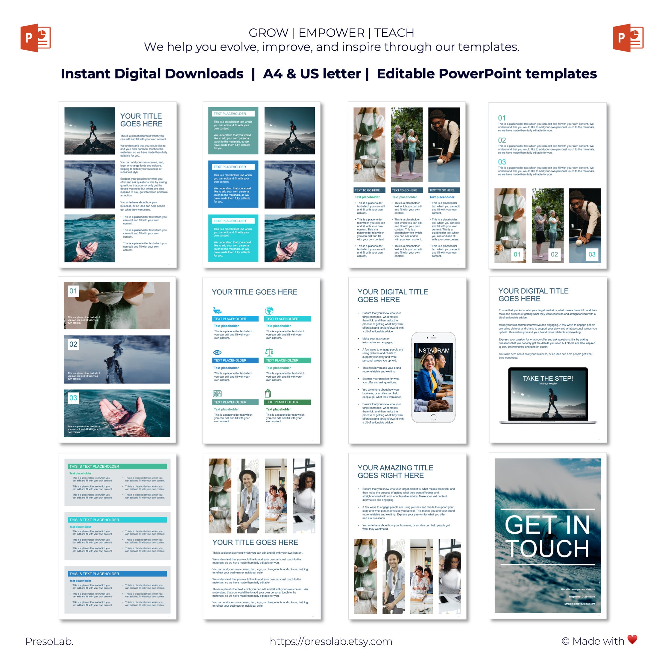 POWERPOINT BOOKLET TEMPLATE – Instant Digital Editable Download – Grow ...