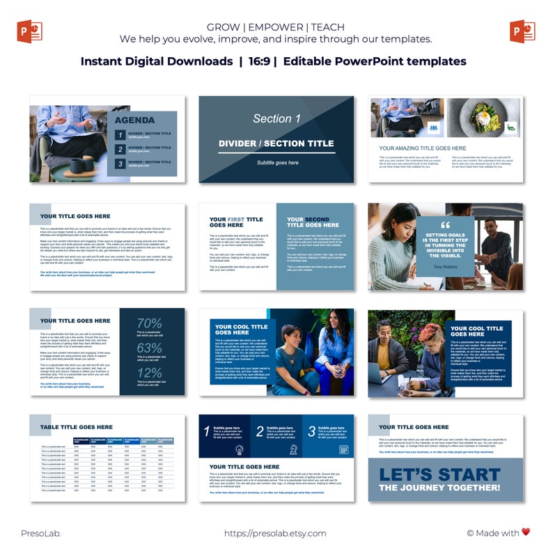 POWERPOINT PRESENTATION TEMPLATE Instant Digital Editable Download Make Your Ideas Happen - Etsy