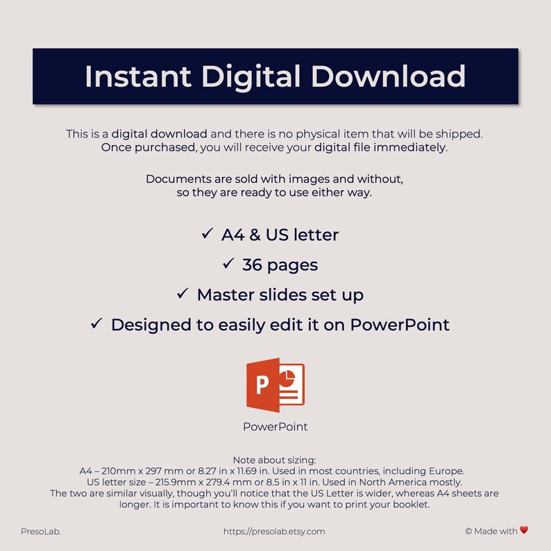 POWERPOINT BOOKLET TEMPLATE – Instant Digital Editable Download ...