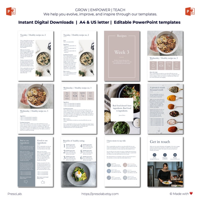 POWERPOINT RECIPES TEMPLATE – Instant Digital Editable Download ...