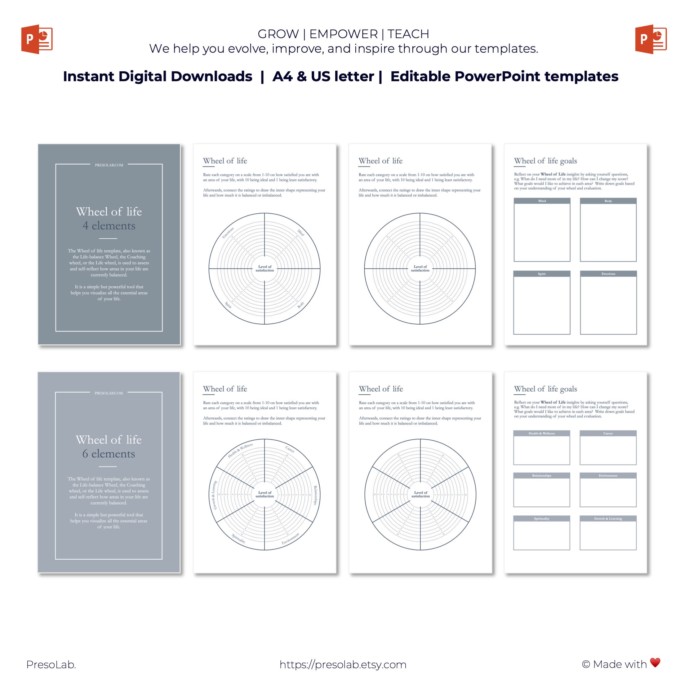 WHEEL OF LIFE | Coaching Wheel | Wellness Wheel | Powerpoint, Pdf ...